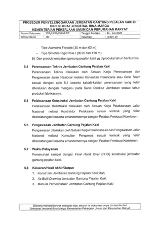 SOP/UPM/DJBM-141 PROSEDUR PENYELENGGARAAN JEMBATAN GANTUNG PEJALAN KAKI DI DIREKTORAT JENDERAL ...
