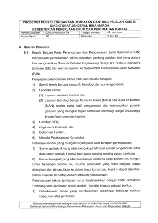 SOP/UPM/DJBM-141 PROSEDUR PENYELENGGARAAN JEMBATAN GANTUNG PEJALAN KAKI DI DIREKTORAT JENDERAL ...