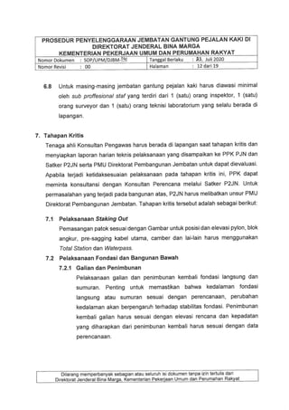 SOP/UPM/DJBM-141 PROSEDUR PENYELENGGARAAN JEMBATAN GANTUNG PEJALAN KAKI DI DIREKTORAT JENDERAL ...