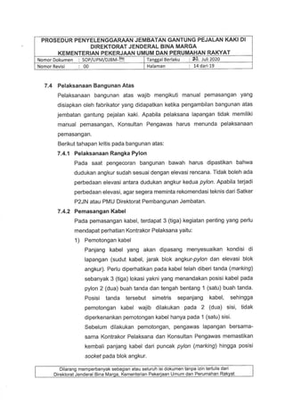 SOP/UPM/DJBM-141 PROSEDUR PENYELENGGARAAN JEMBATAN GANTUNG PEJALAN KAKI DI DIREKTORAT JENDERAL ...