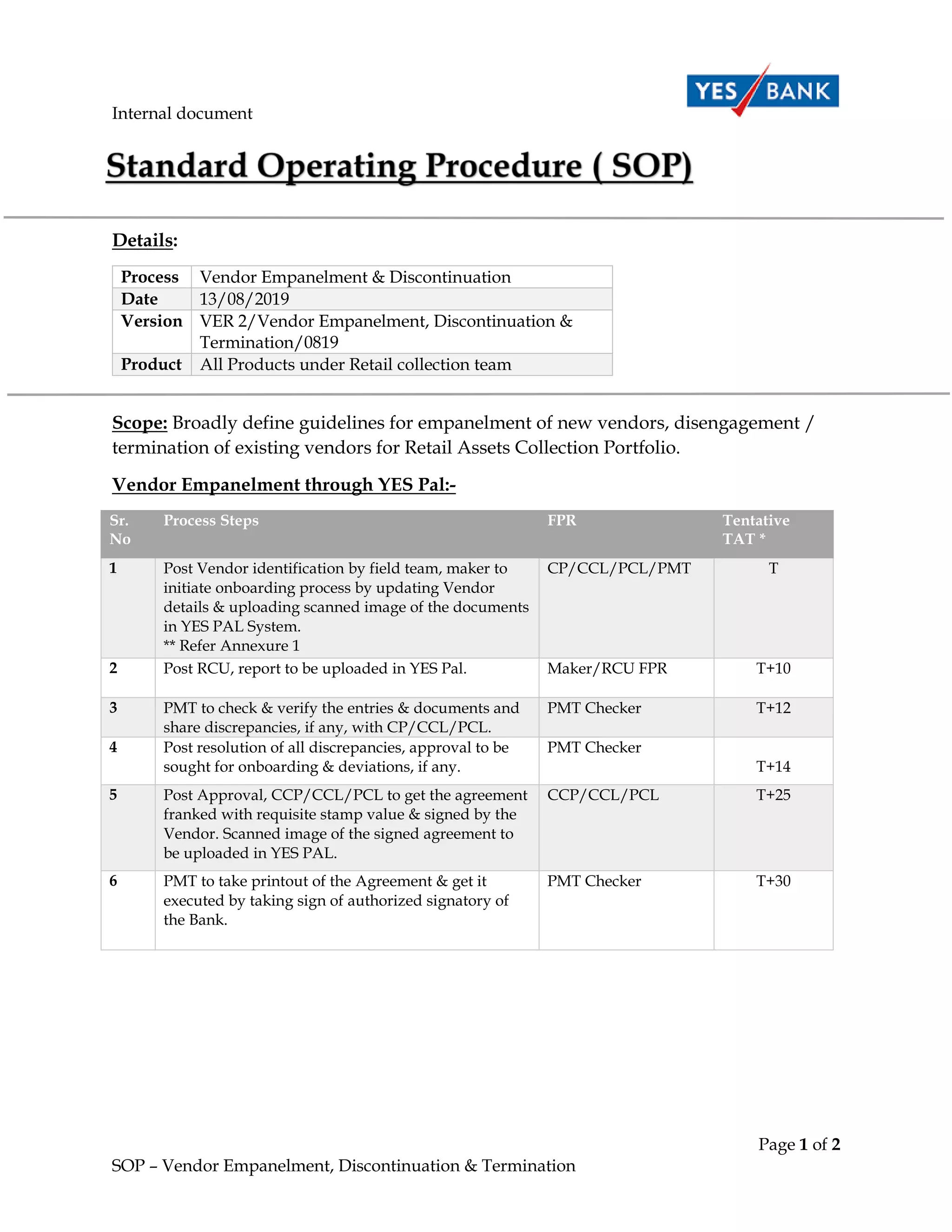 Sop vendor management version 2 | PDF