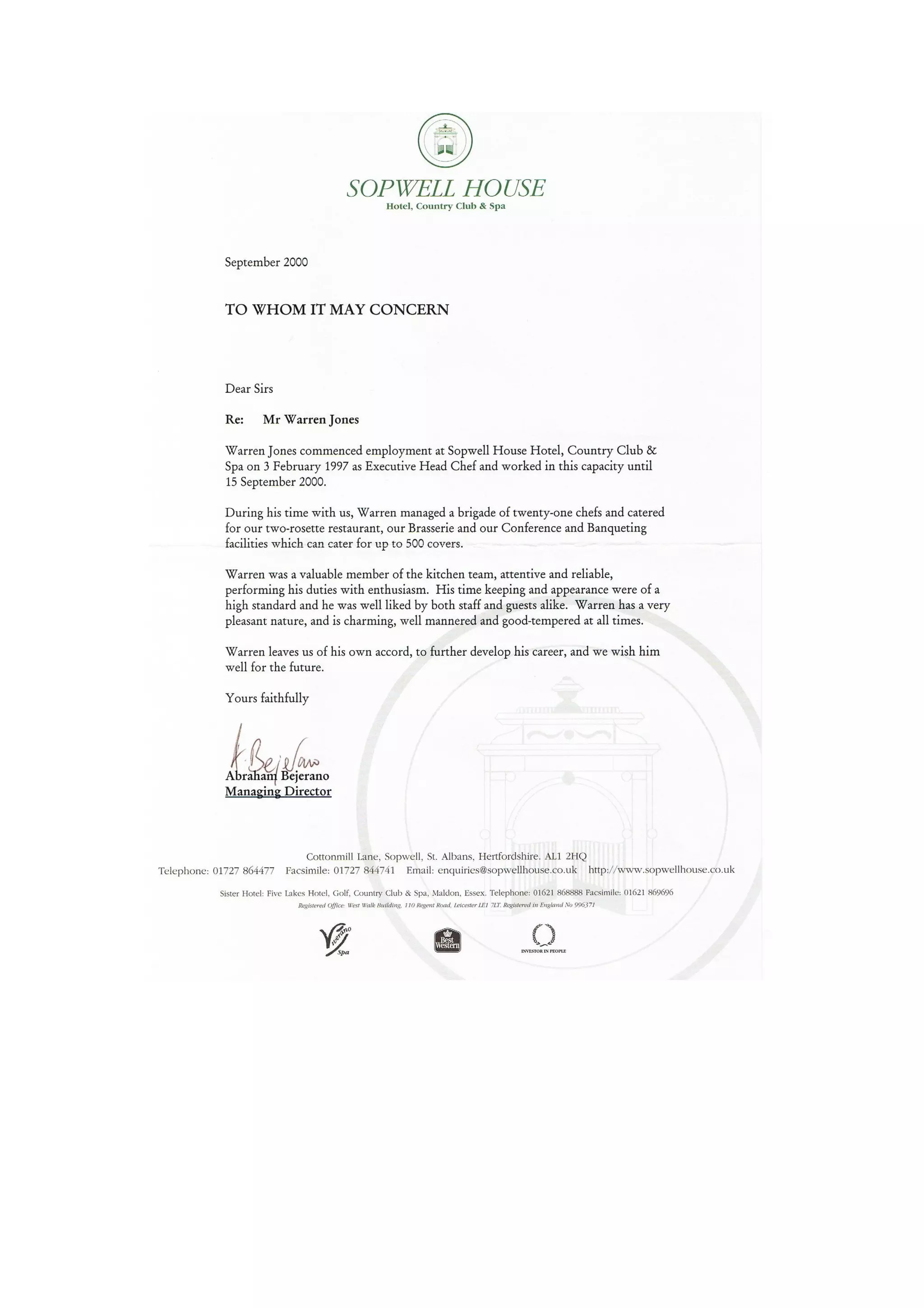 Warren Jones Executive Chef | DOC