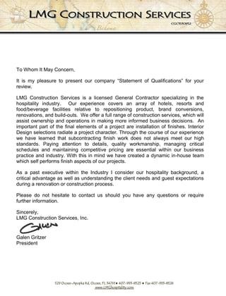 Statement of Qualifications | PDF