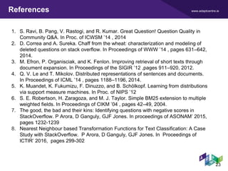 Transformation Functions for Text Classification: A case study with StackOverflow | PPT