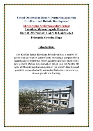 School observation Report practical file | PDF