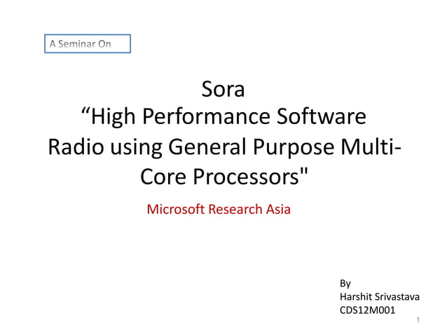 Sora- A High Performance Baseband DSP Processor | PPTX