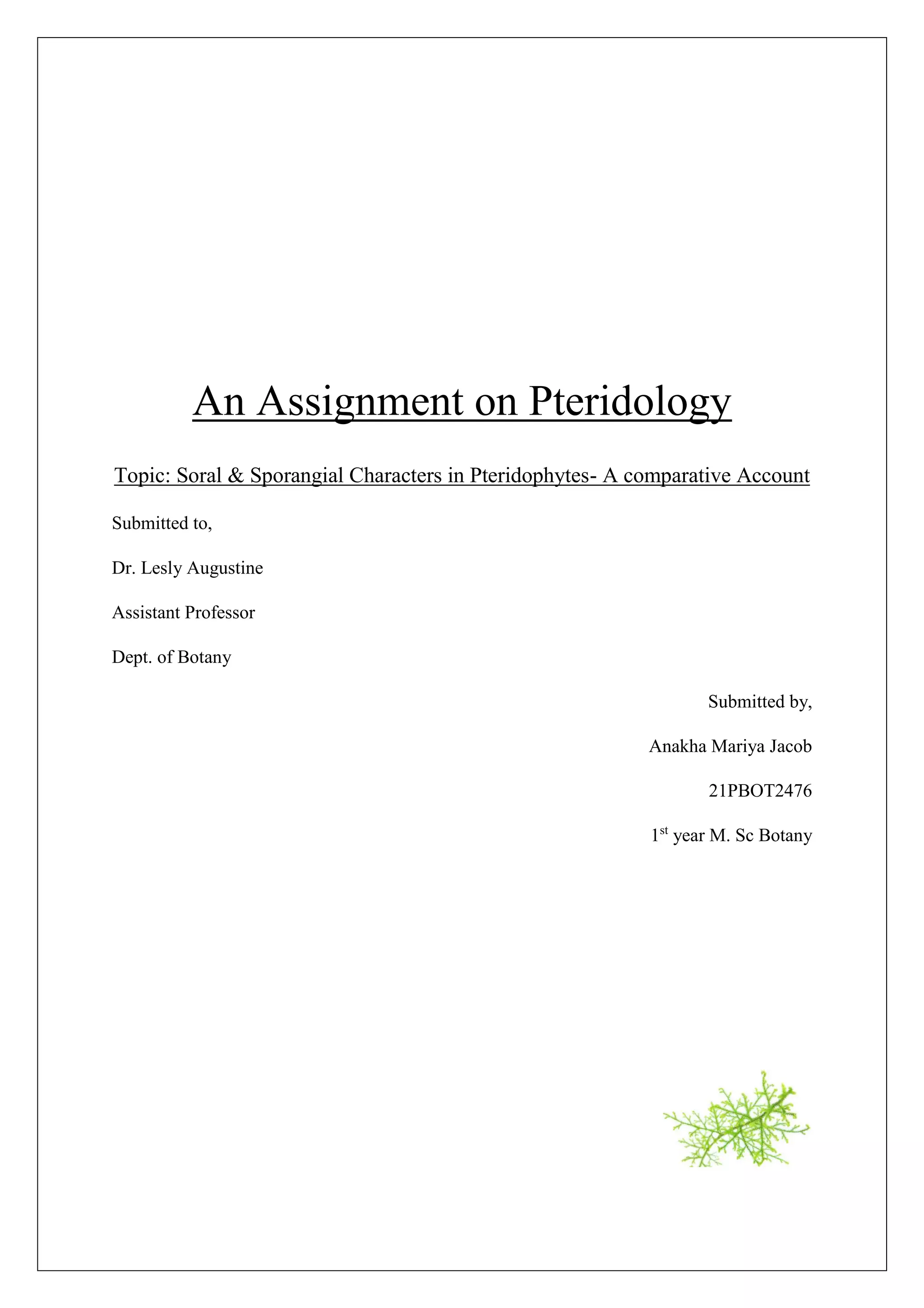 Soral & Sporangial Characters in Pteridophytes.pdf