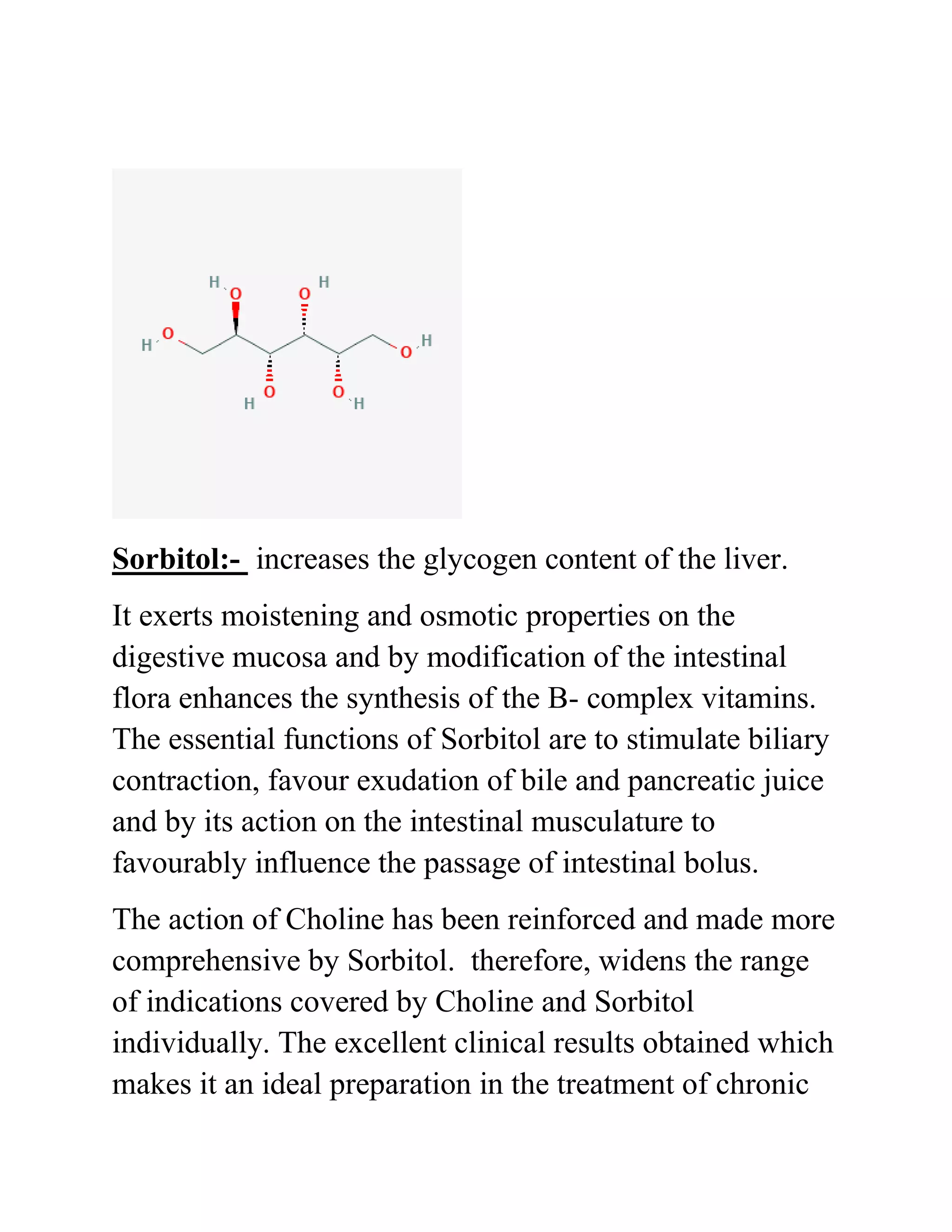 Sorbitol and choline for protection of the liver, regulation of Hepato ...