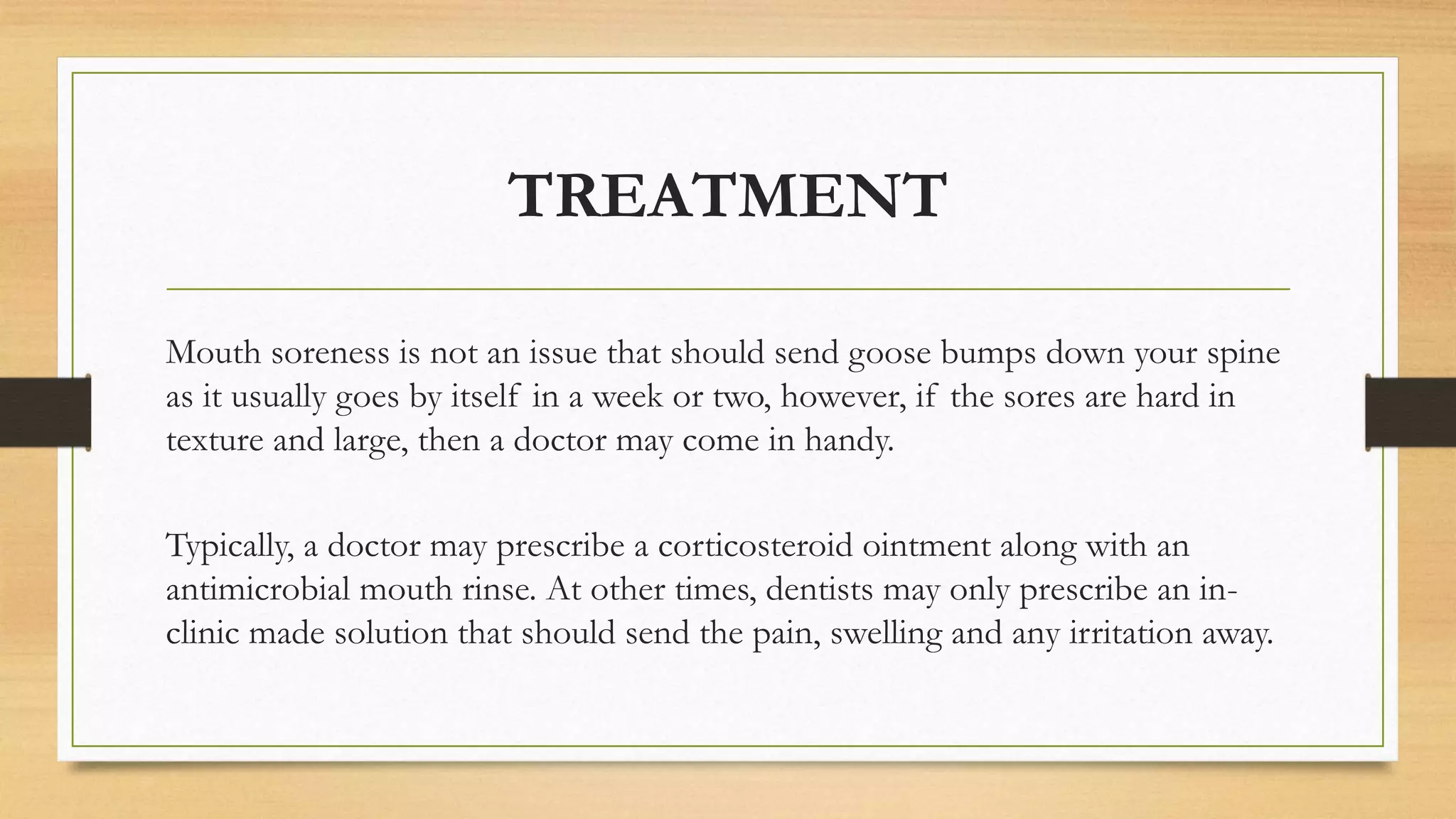 SORES & SWELLING AT ROOF OF MOUTH | PPTX