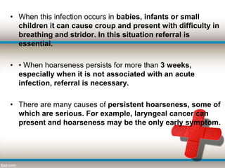Sore throat, diagnosis and management for Pharmacist | PPTX