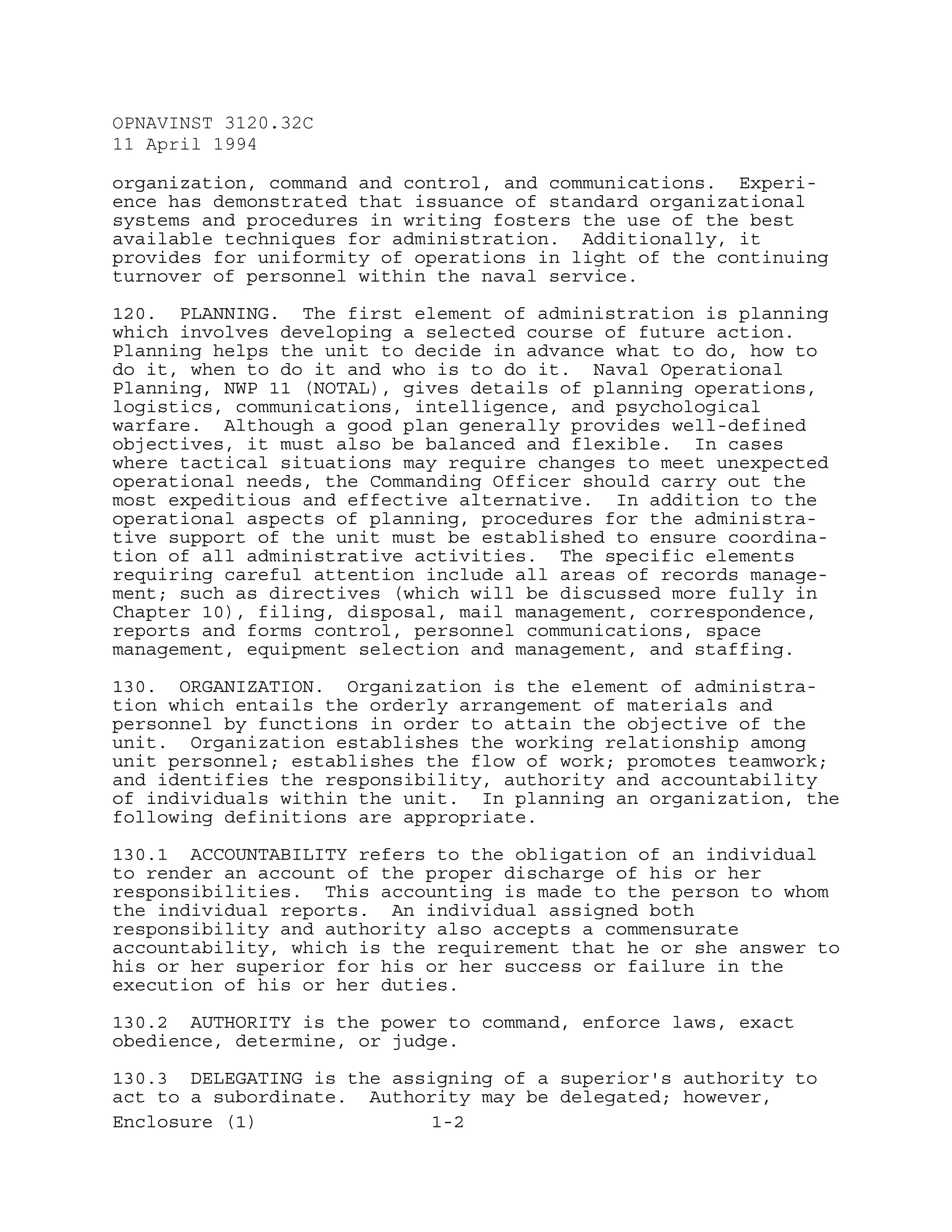 Leadership Accountability Authority Responsibility (SORN OPNAVINST 3120 ...