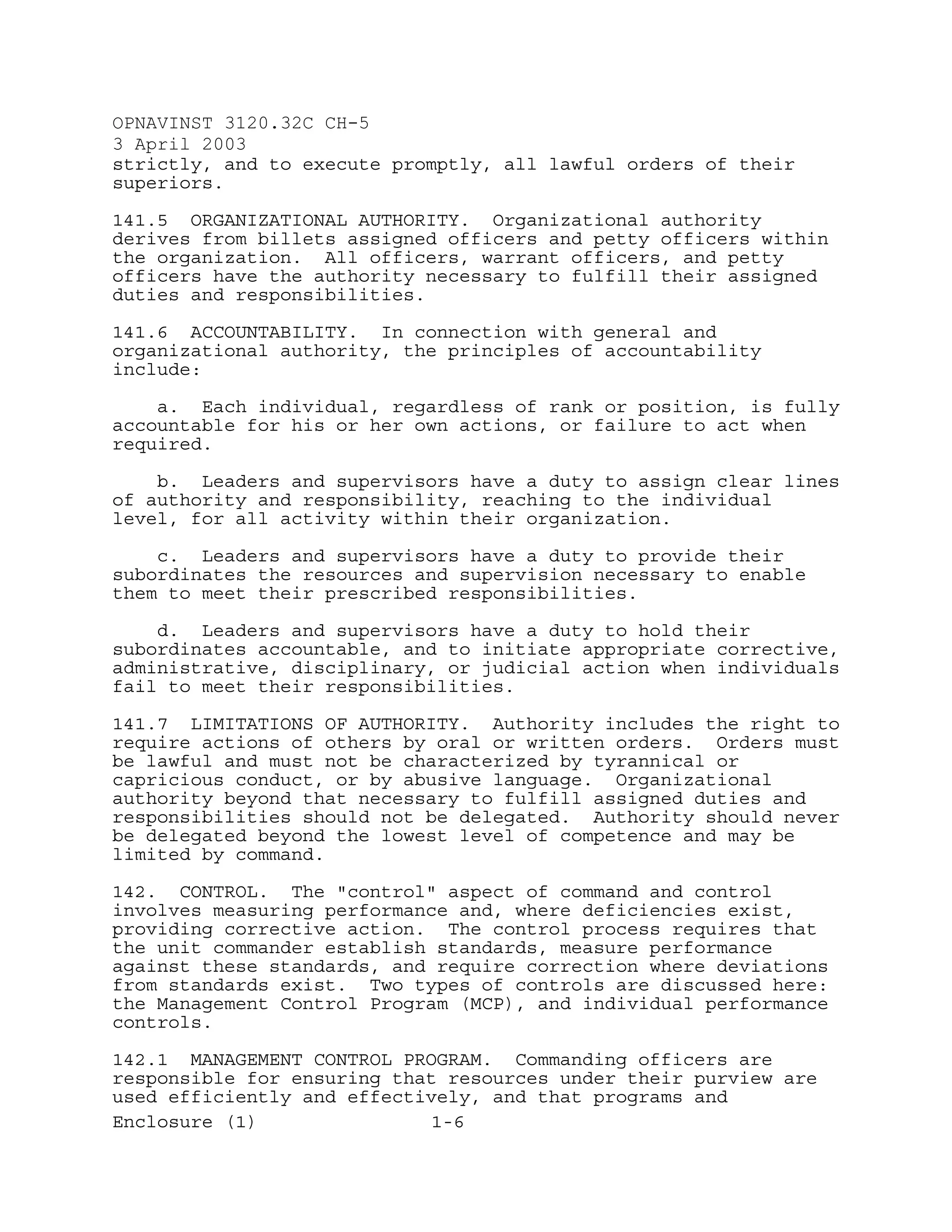 Leadership Accountability Authority Responsibility (SORN OPNAVINST 3120 ...