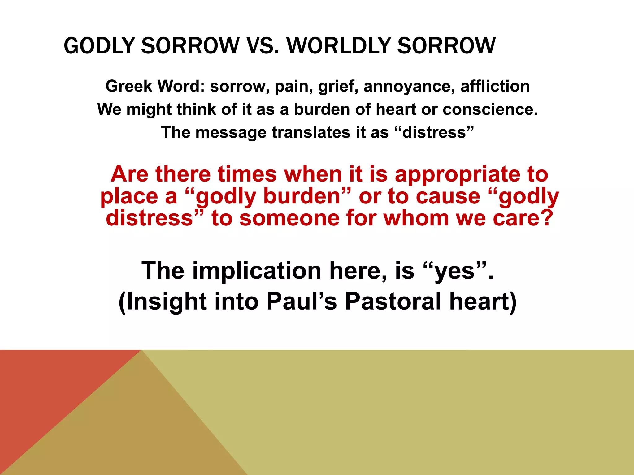 Sorrows, Godly and Worldly | PPTX