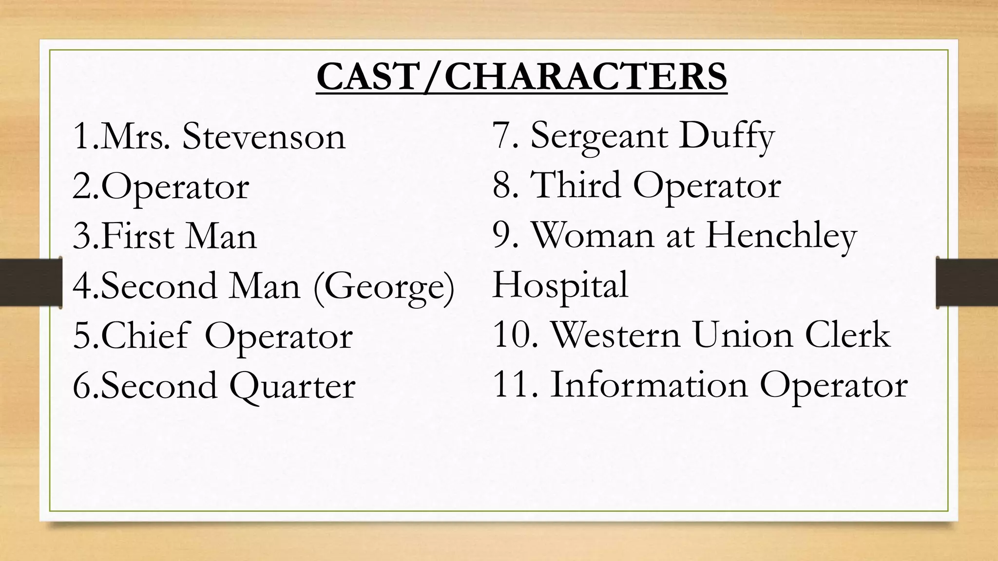 Sorry, Wrong number by Lucille Fletcher | PPTX | Drama | Genres