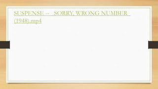 Sorry, Wrong number by Lucille Fletcher | PPTX | Drama | Genres