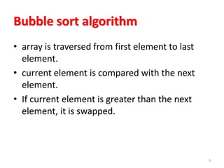 Sort algorithms bubble sort | PPTX