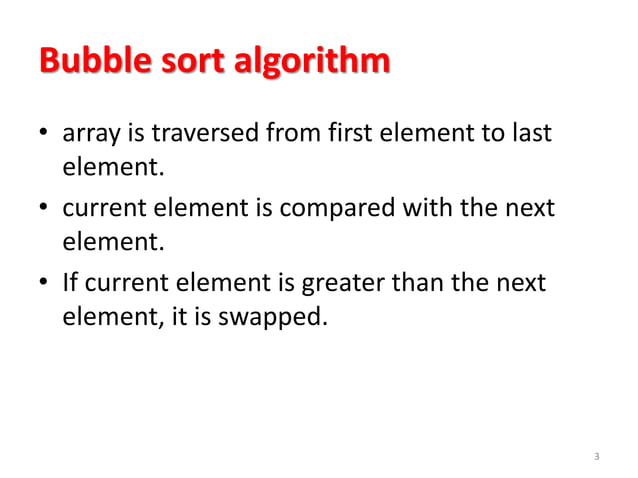 Sort algorithms bubble sort | PPTX