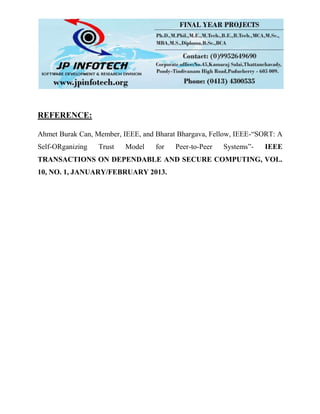 Sort a self o rganizing trust model for peer-to-peer systems | DOCX | Computer Networking ...