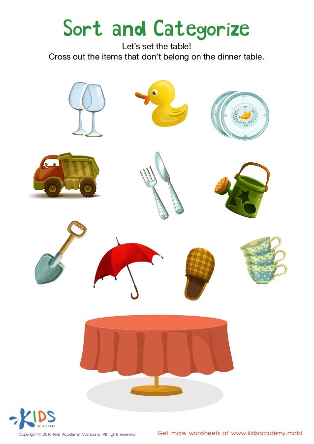 Sorting for Toddlers - free printable workheet