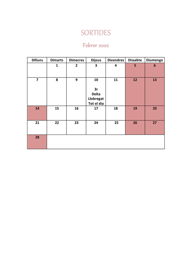 Sortides febrer 2022 | DOCX