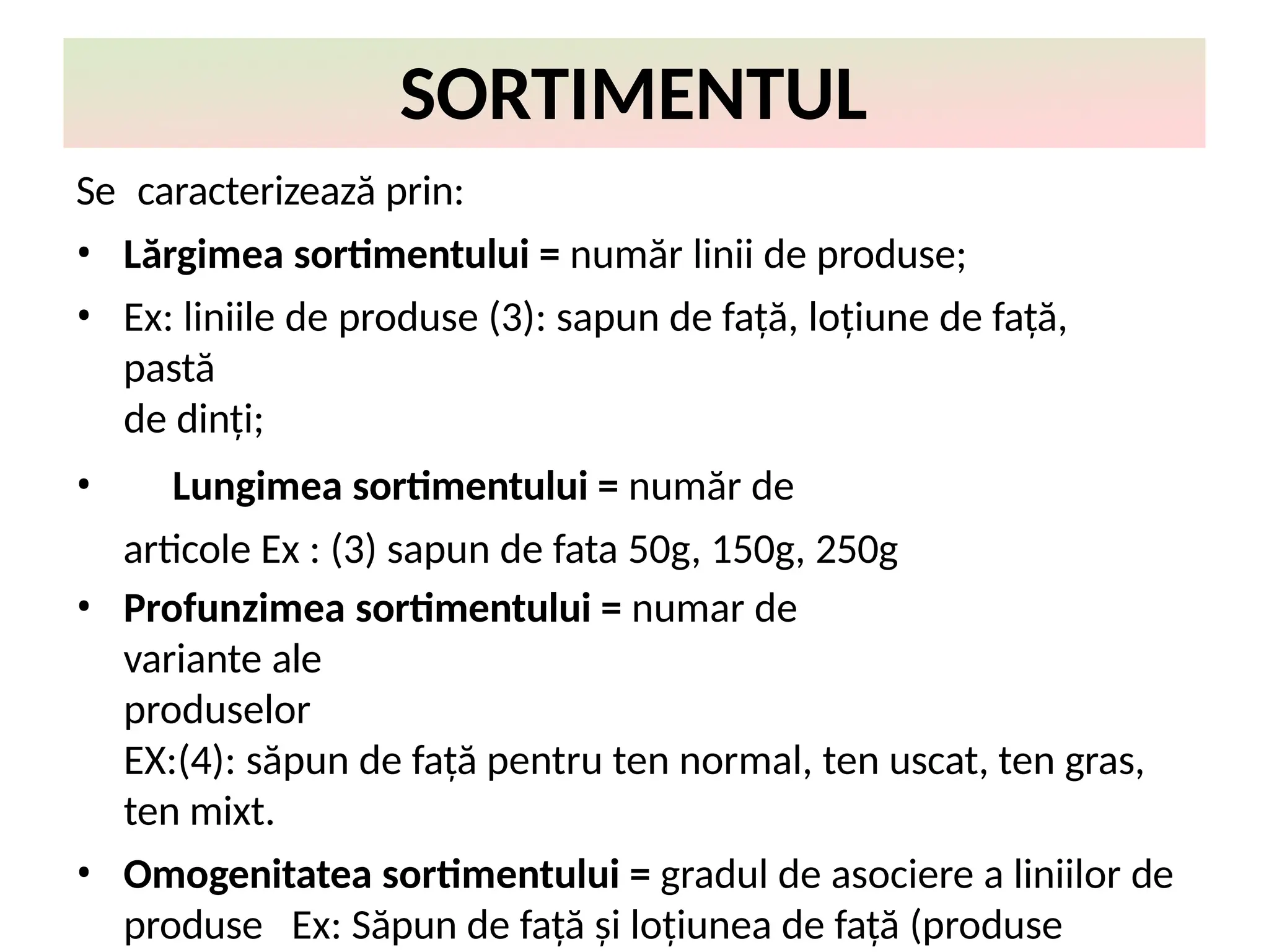 Sortimentul de produse | PPTX