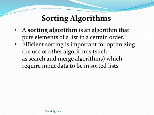 Sorting algorithms | PPTX