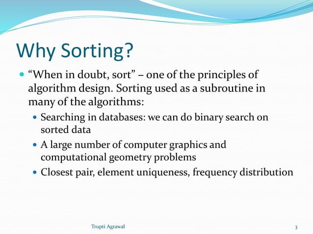 Sorting algorithms | PPTX
