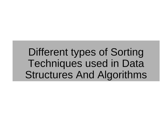 Sorting algorithms | PPT | Programming Languages | Computing