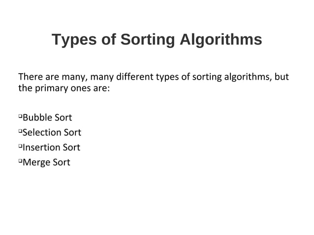 Sorting algorithms | PPT | Programming Languages | Computing