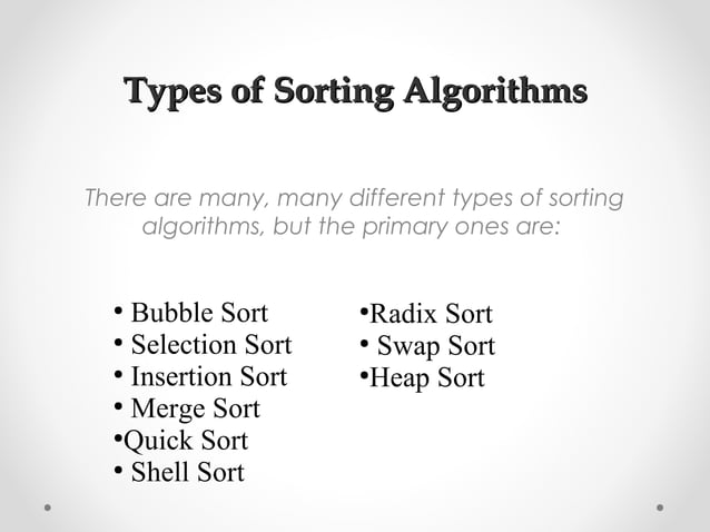 Sorting Algorithms Ppt