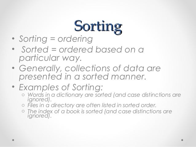Sorting algorithms