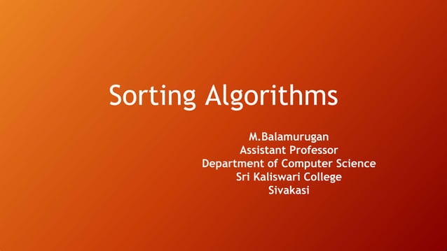 Sorting Algorithms In Data Structure Ppt