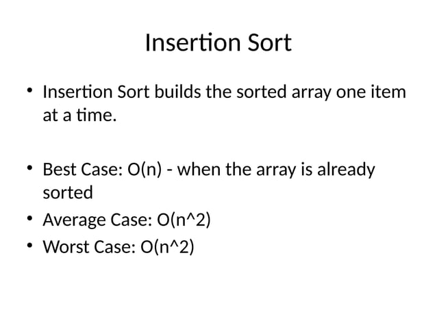 Sorting Algorithms Time Complexity In Python Pptx