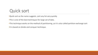 Sorting and hashing concepts | PPT