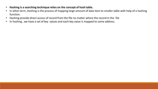 Sorting and hashing concepts | PPT