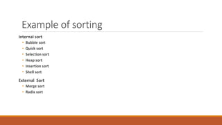 Sorting and hashing concepts | PPT