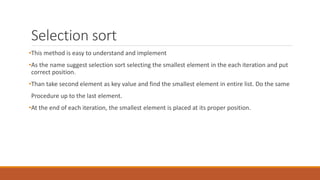 Sorting and hashing concepts | PPT