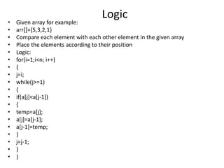 Sorting elements increasing order | PPTX | Programming Languages ...