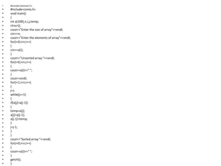 Sorting elements increasing order | PPTX | Programming Languages | Computing