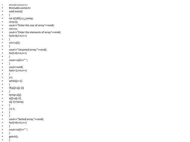 Sorting elements increasing order | PPTX | Programming Languages | Computing