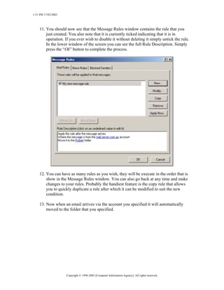 Sorting Email Into Folders with Outlook Express | PDF