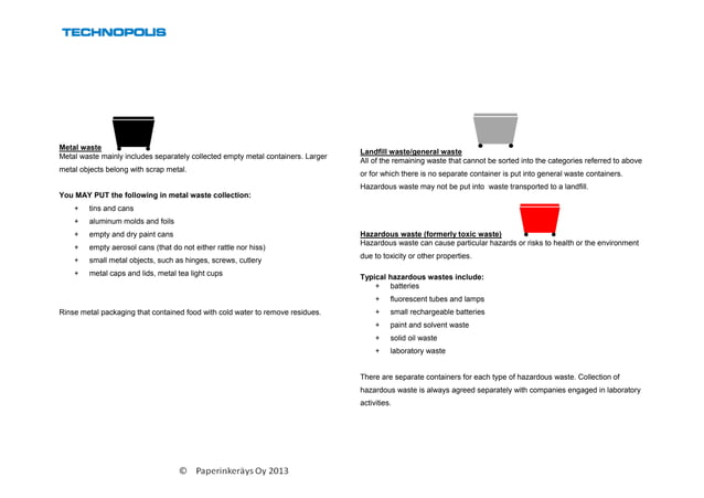 Sorting instructions Technopolis | PPT