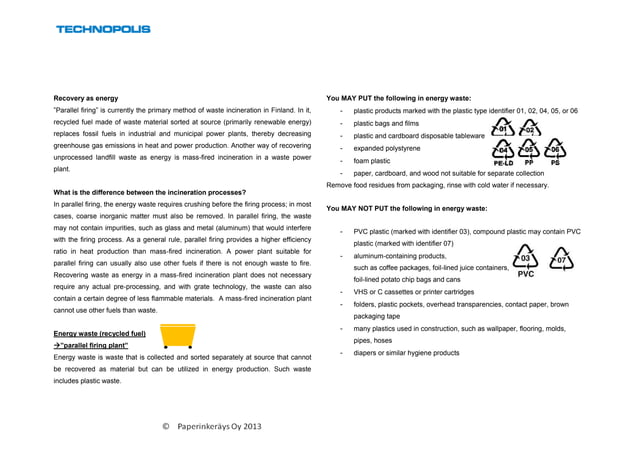 Sorting instructions Technopolis | PPT