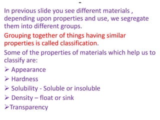 Sorting materail into groups | PPTX