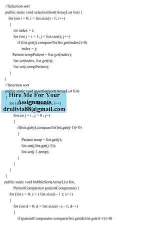 Sorting Questions (JAVA)See attached classes below.Attached Clas.pdf