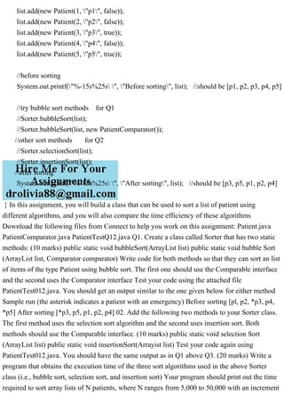 Sorting Questions (JAVA)See attached classes below.Attached Clas.pdf