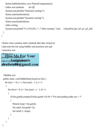 Sorting Questions (JAVA)See attached classes below.Attached Clas.pdf