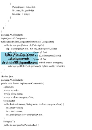 Sorting Questions (JAVA)See attached classes below.Attached Clas.pdf