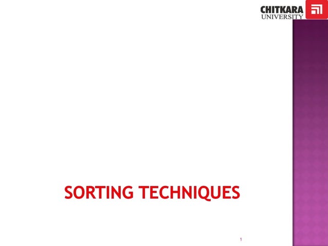 Sorting techniques | PPT | Computing | Technology & Computing