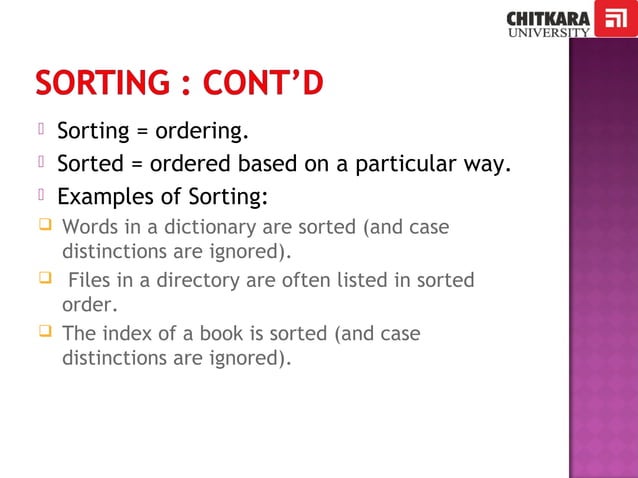 Sorting techniques | PPT | Computing | Technology & Computing